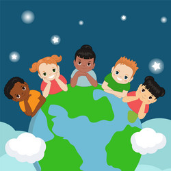 Children around the earth around Royalty Free Vector Image