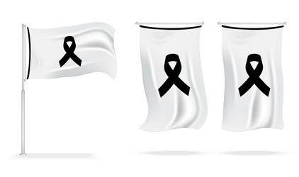 Flag mock up mourning symbol with black respect Vector Image