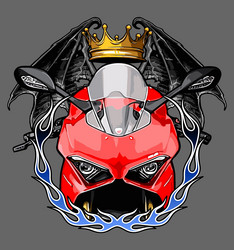 Motorcycle front view winged template Royalty Free Vector