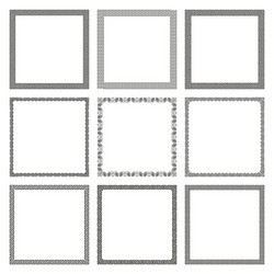 Collection of simple square frames with elements Vector Image