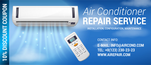 Air conditioning repair flyer with realistic Vector Image