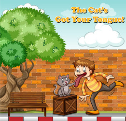 Cat got your tongue idiom Royalty Free Vector Image