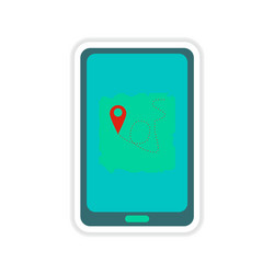 Paper sticker on white background mobile phone map