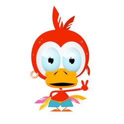 Funny red bird - chicken duck set Royalty Free Vector Image