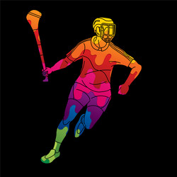 Irish hurley sport hurling player action Vector Image