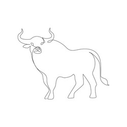 One line drawing bull icon continuous draw Vector Image