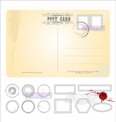 Empty post card retro vintage design 0113 Vector Image