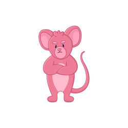 Adorable pink mouse cartoon character laughing Vector Image