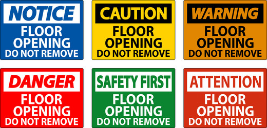 Caution sign floor opening do not remove Vector Image