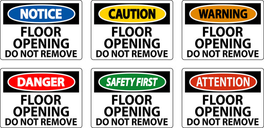 Warning sign floor opening do not remove Vector Image