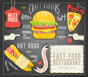Fast food restaurant menu board template design Vector Image