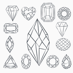 Geometric 3d crystal line shapes set Royalty Free Vector