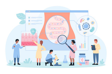 Lactose intolerance tiny people holding barrier Vector Image