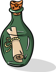 Message in a bottle and anchor cartoon clipart Vector Image