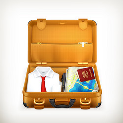 Open suitcase 3d icon Royalty Free Vector Image