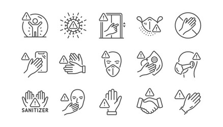 Touch warning icons stop face wear medical Vector Image