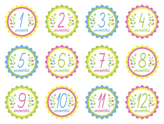 Baby Month Stickers Child Vector Images (over 200)