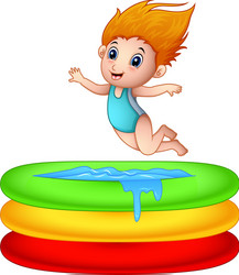 Cartoon girl jumping in swimming pool Royalty Free Vector