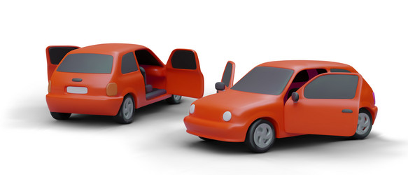 Cartoon 3d rendering car with open doors waiting Vector Image