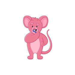 Adorable pink mouse cartoon character laughing Vector Image