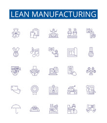 Lean manufacturing line icons signs set design Vector Image