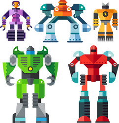 Robot and transformers colourful toys for kids Vector Image