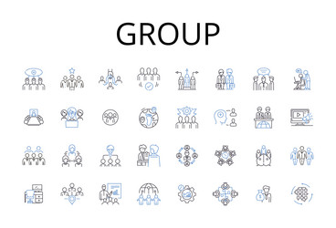 Group line icons collection pair crowd team Vector Image