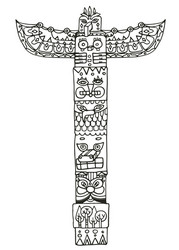 Color totem pole with animals Royalty Free Vector Image