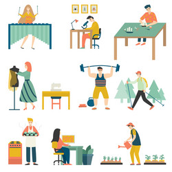 Set peoples free time activities and hobbies Vector Image