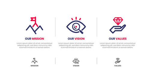 Mission vision values infographic banner template Vector Image