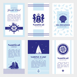 Nautical sea card set Royalty Free Vector Image