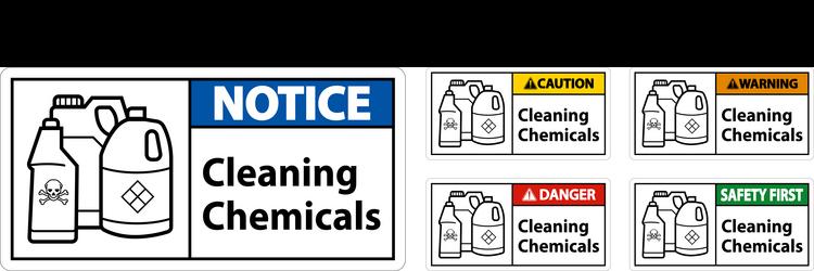 Warning sign cleaning chemicals sign on white Vector Image