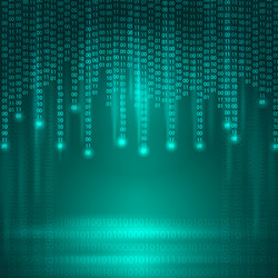 Falling random numbers blue matrix background Vector Image