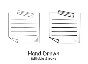 Hand drawn paper memo sticky doodle Royalty Free Vector