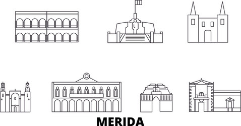 Mexico merida tourism landmarks city Royalty Free Vector