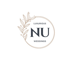 Nu initials letter wedding monogram logos Vector Image