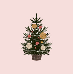 Boho style christmas tree with the paper Vector Image