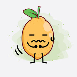 Sour pucker face lemon cartoon character Vector Image