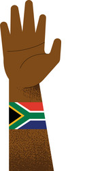 Hand with south african wristband Royalty Free Vector Image