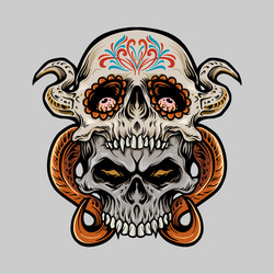 Decrepit skull with two crossed bones Royalty Free Vector
