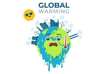 Global warming cartoon style with planet earth Vector Image