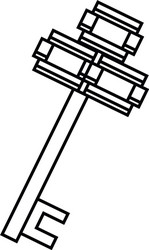 Pixel video game gold key Royalty Free Vector Image