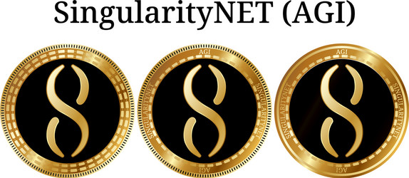 Set of physical golden coin singularitynet agi Vector Image