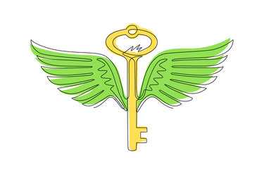 Single one line drawing vintage turnkey key Vector Image