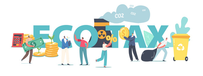 Green co2 taxes concept male and female Royalty Free Vector