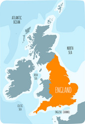 England Map with Regions Royalty Free Vector Image