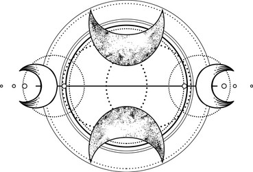 Triple moon pagan wicca moon goddess symbol three Vector Image