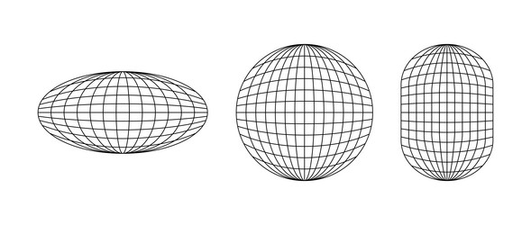 Wireframe shapes sphere prism octahedron net Vector Image