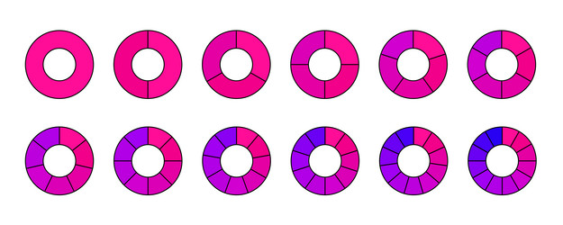 Donut chart segments collection wheel diagrams Vector Image