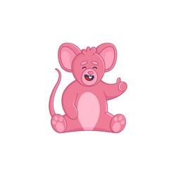 Adorable pink mouse cartoon character laughing Vector Image